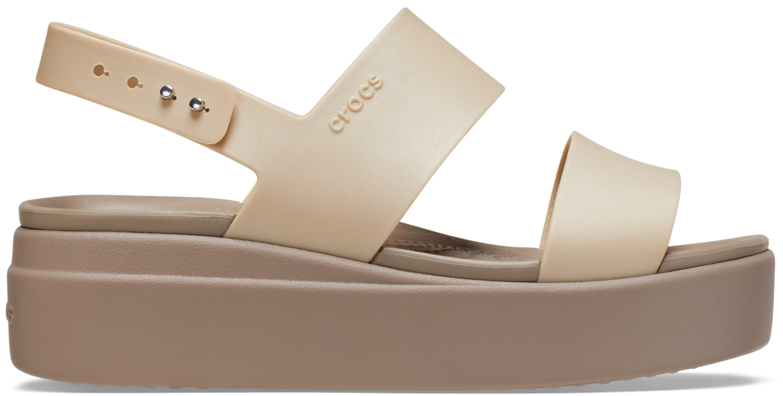 CROCS WOMEN BROOKLYN METALLIC CHAMPAGNE LOW WEDGE SANDAL – Khit Zay